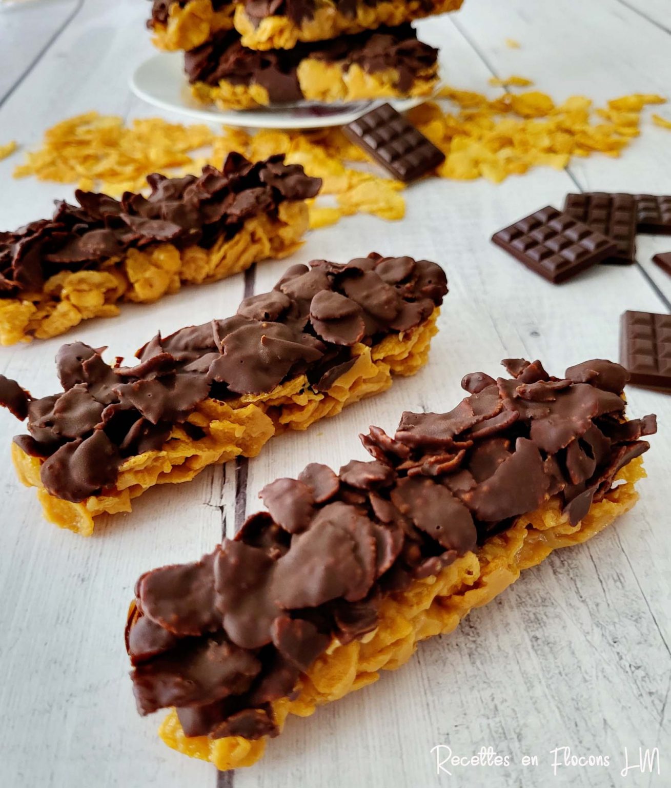 Barres corn flakes chocolat et beurre de cacahuète - RECETTES EN FLOCONS